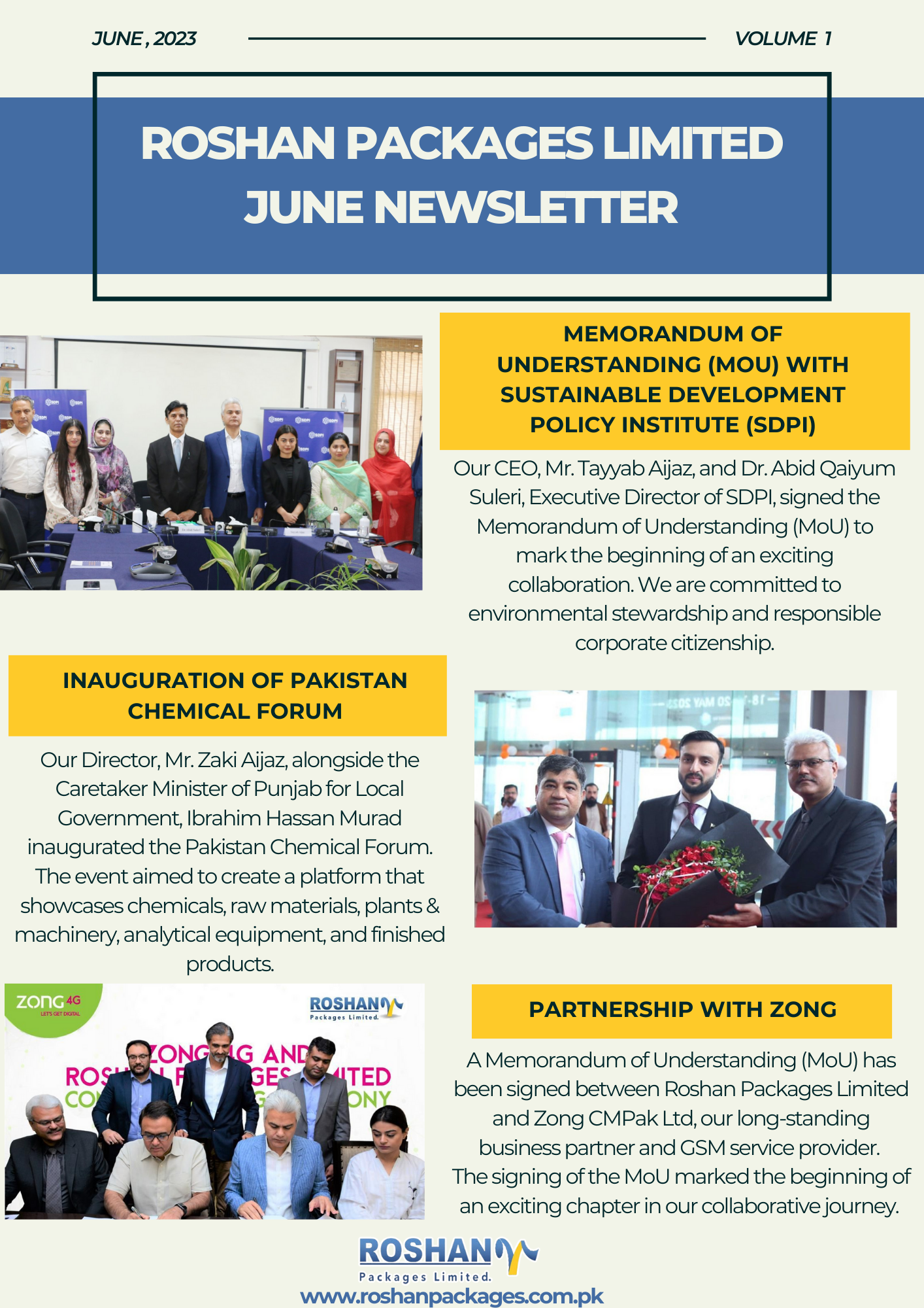 Roshan Packages Limited June Newsletter - Roshan Packages Limited